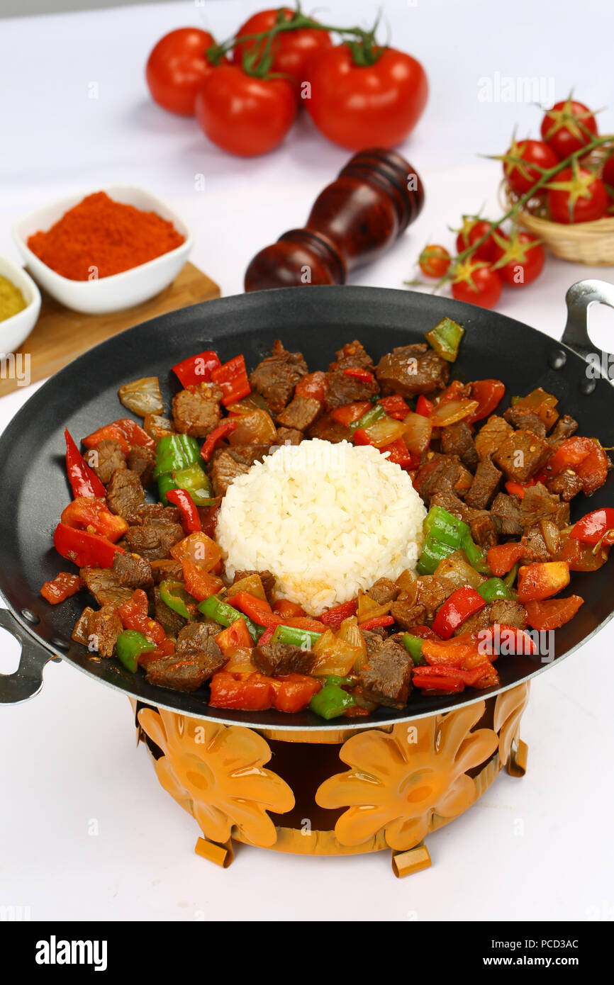 Meat Saute - Turkish Sac Kavurma Stock Photo - Alamy