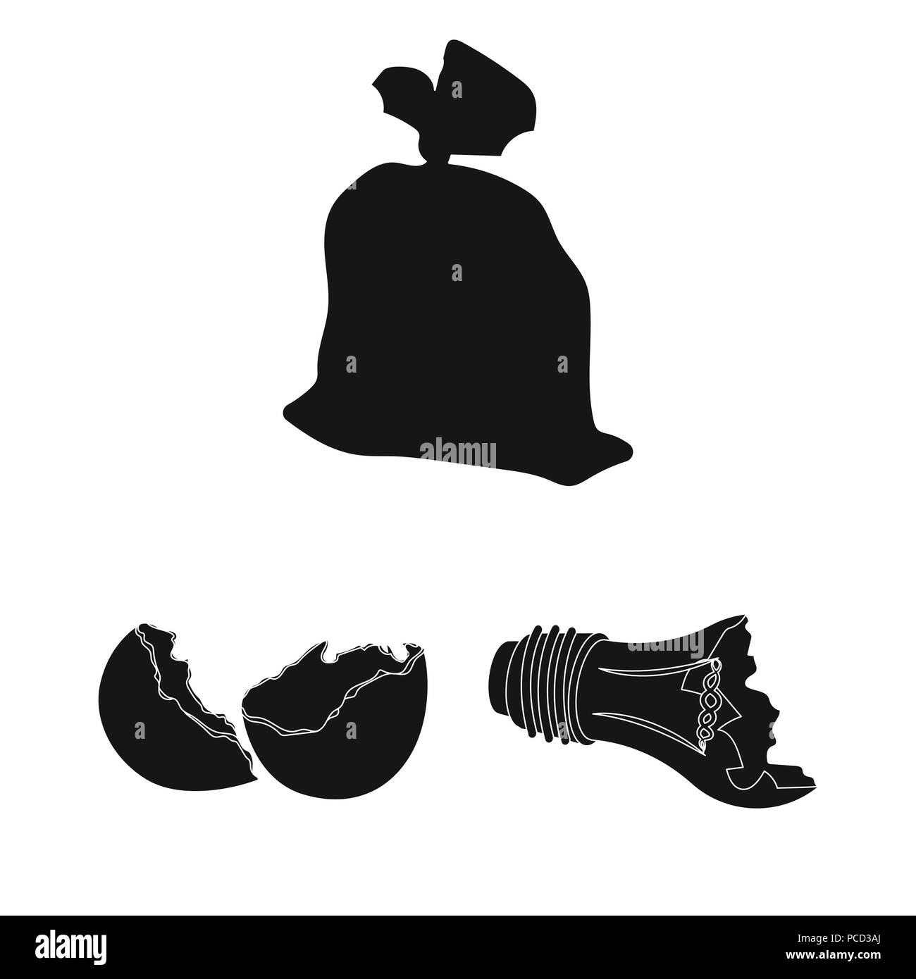 Garbage and waste black icons in set collection for design. Cleaning ...