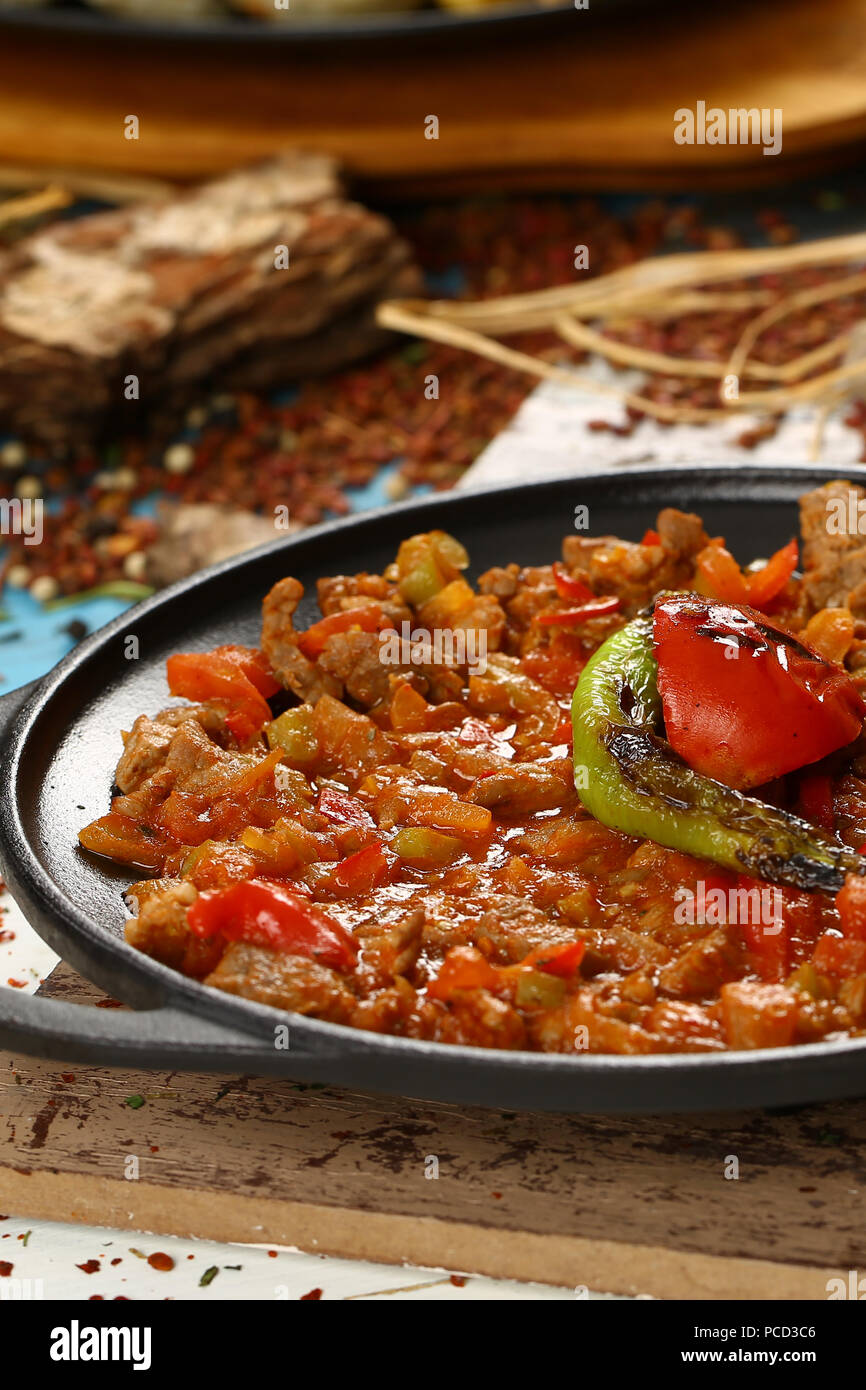 Meat Saute - Turkish Sac Kavurma Stock Photo - Alamy