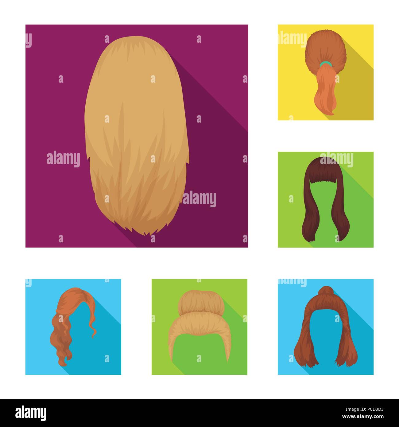 Female hairstyle flat icons in set collection for design. Stylish ...
