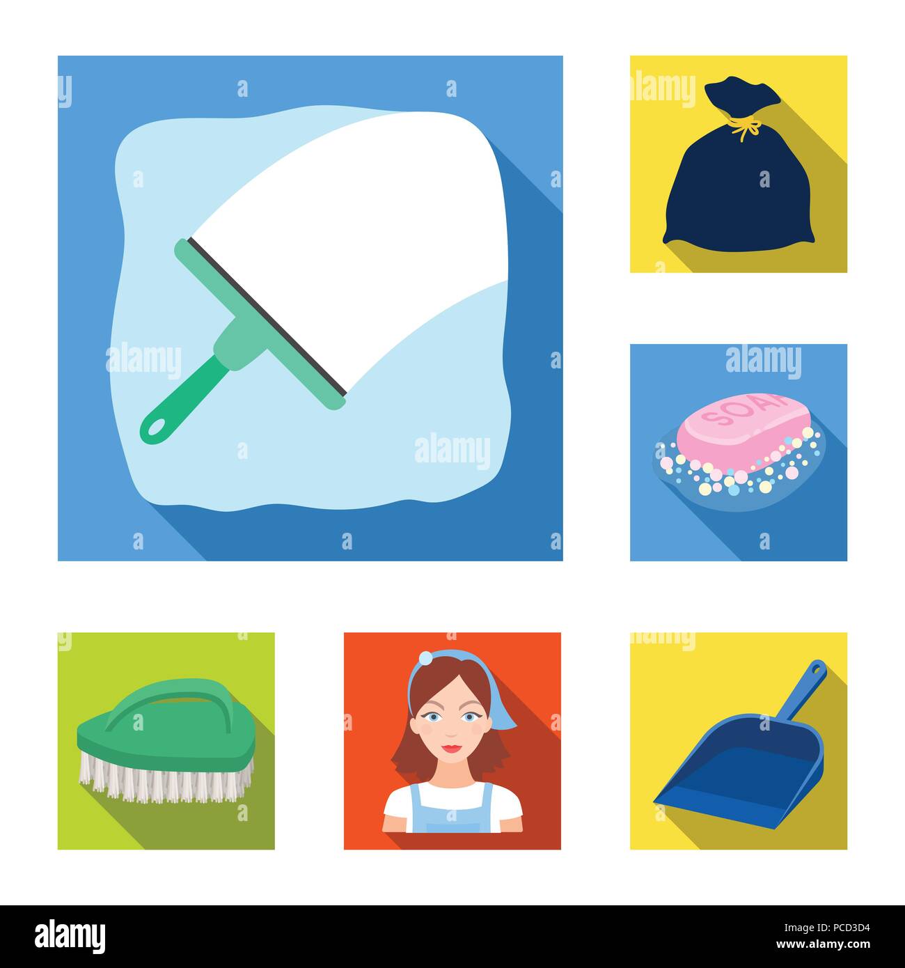 Cleaning and maid flat icons in set collection for design. Equipment ...