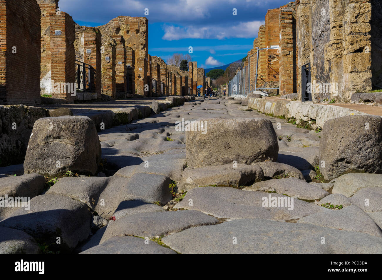 Street paved in a cobblestone fashion, the main ancient city street ...