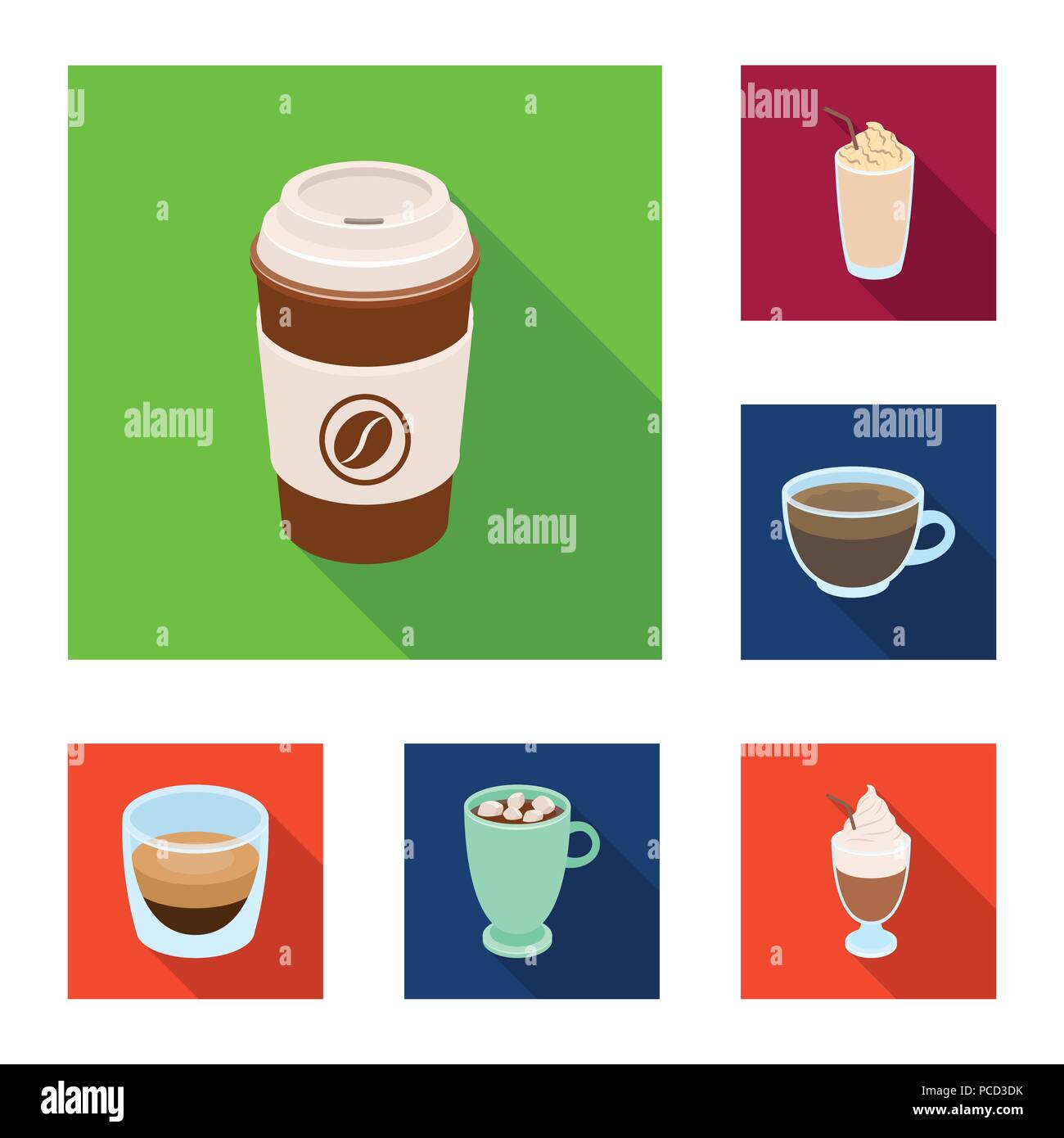 Different kinds of coffee flat icons in set collection for design ...