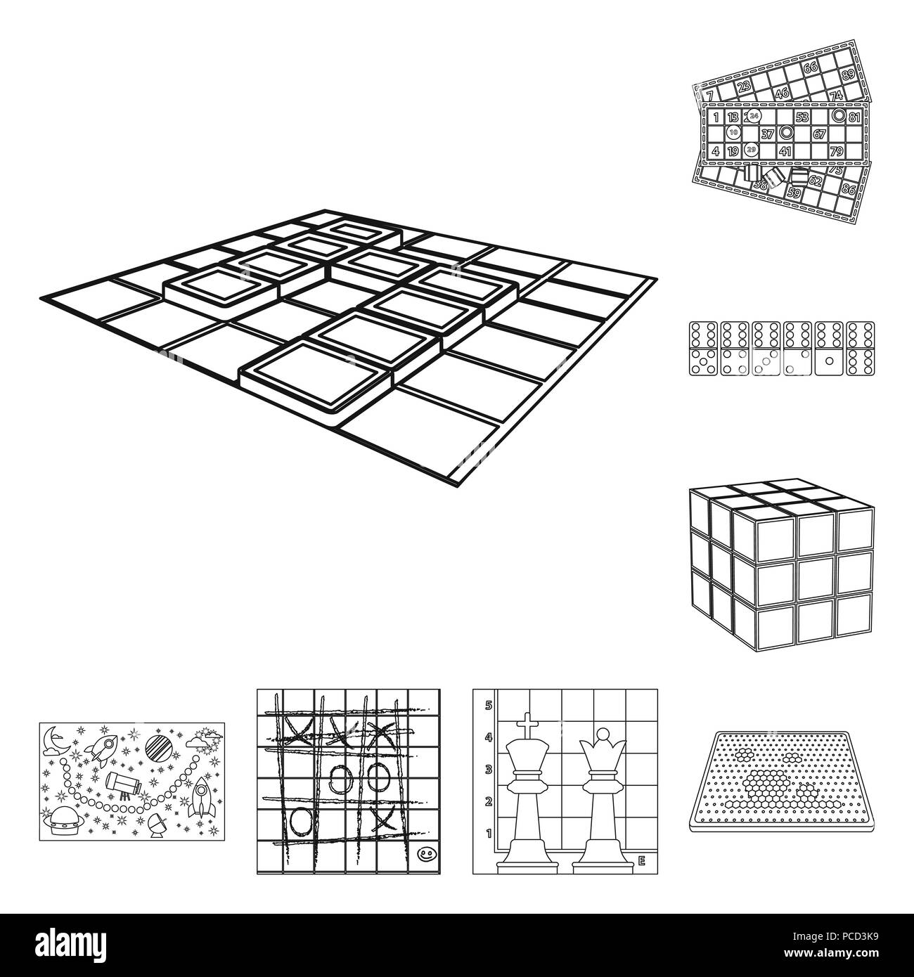 Board game outline icons in set collection for design. Game and ...