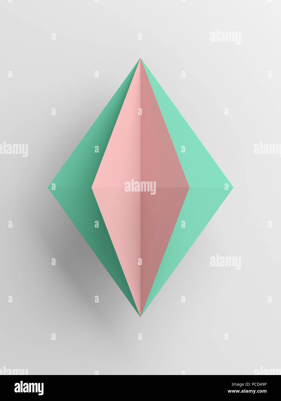 Abstract prism object over gray background, vertical 3d render ...