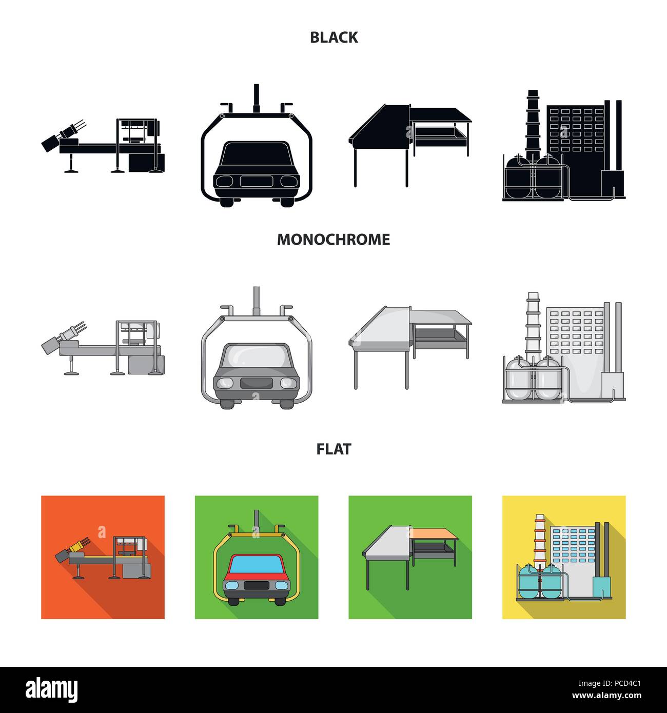 Automotive industry and other icon in black, flat, monochrome style.New ...