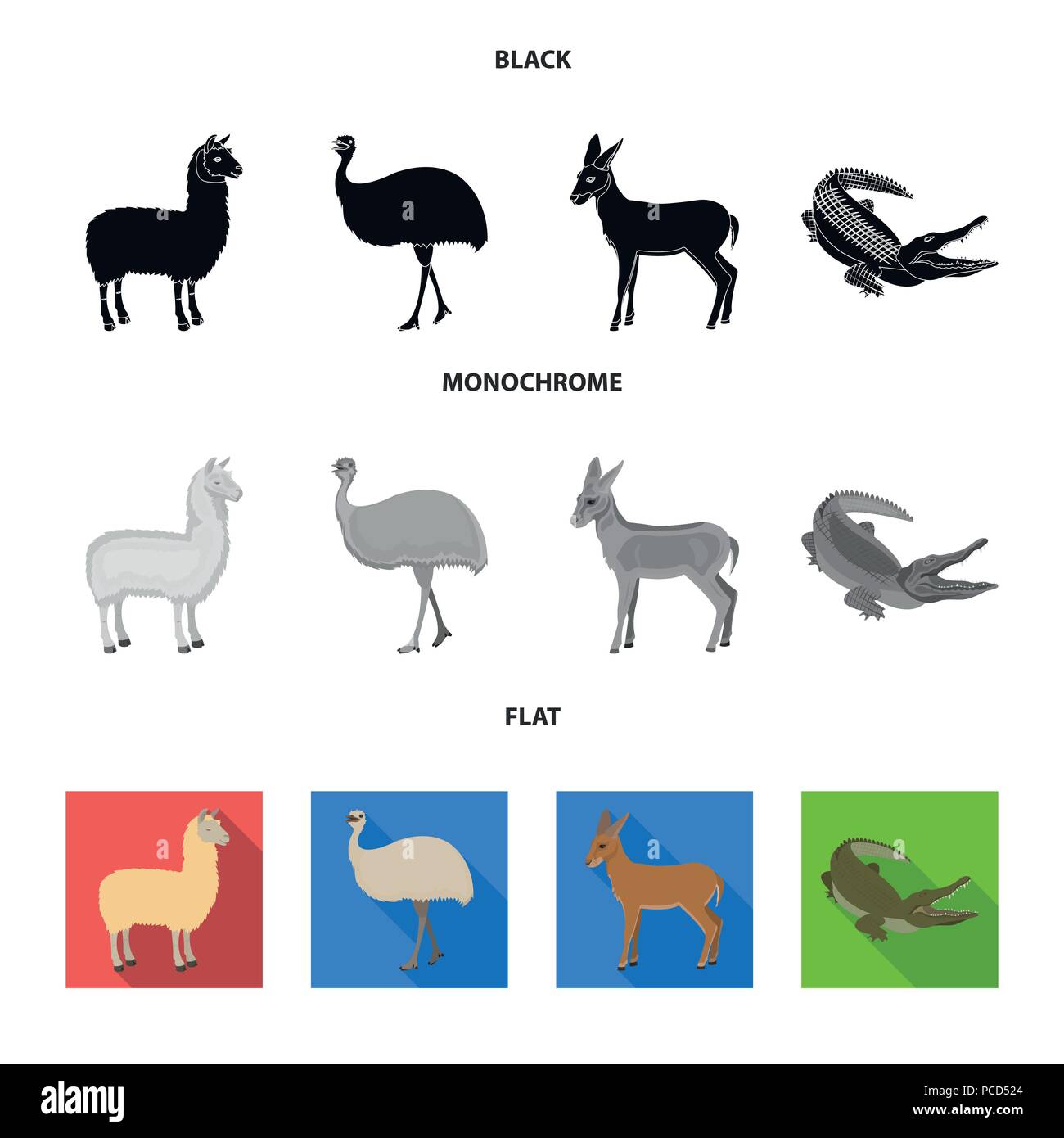 lama, ostrich emu, young antelope, animal crocodile. Wild animal, bird ...