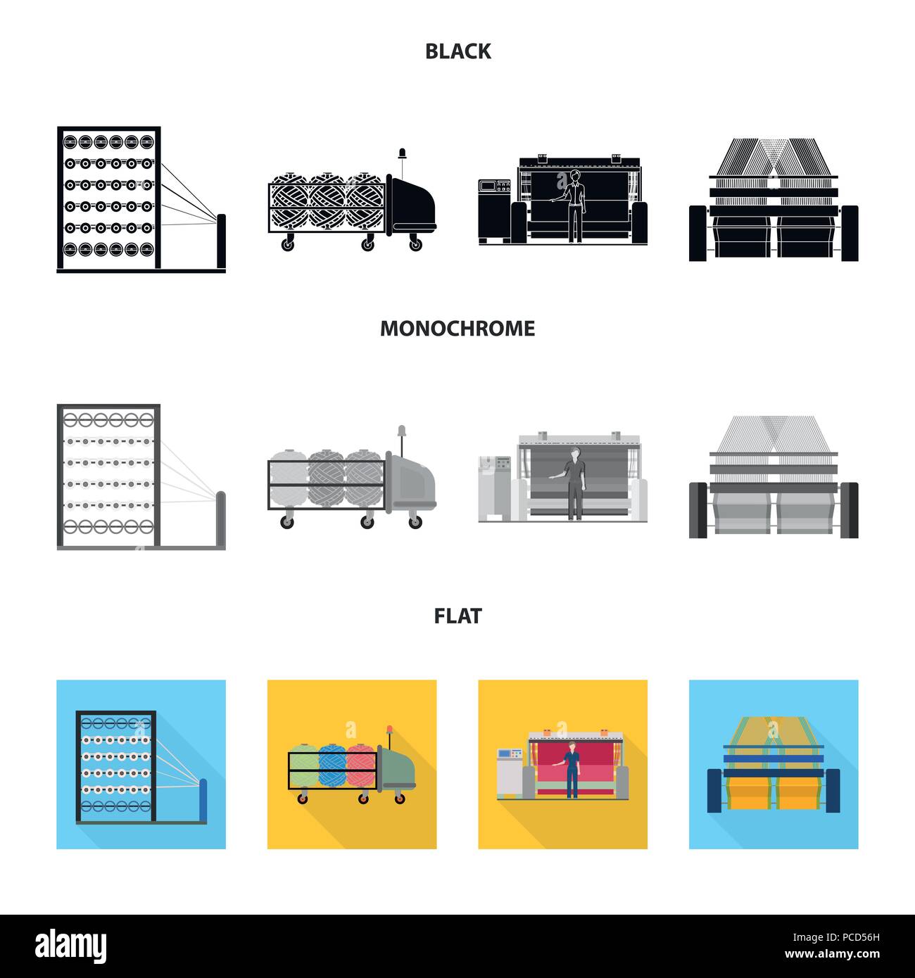 Machine, equipment, spinning, and other icon in black, flat, monochrome ...