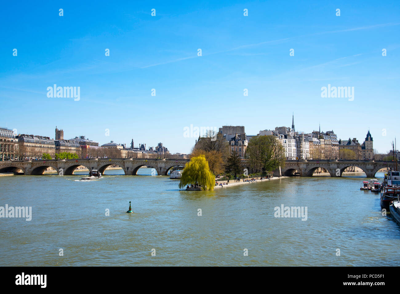 The Ile de la Cite and the Pont Neuf over the River Seine, Paris ...