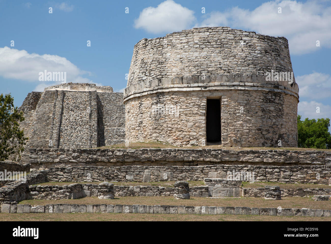 Observatory in foreground), Kukulcan Castle in background, Mayan Ruins ...
