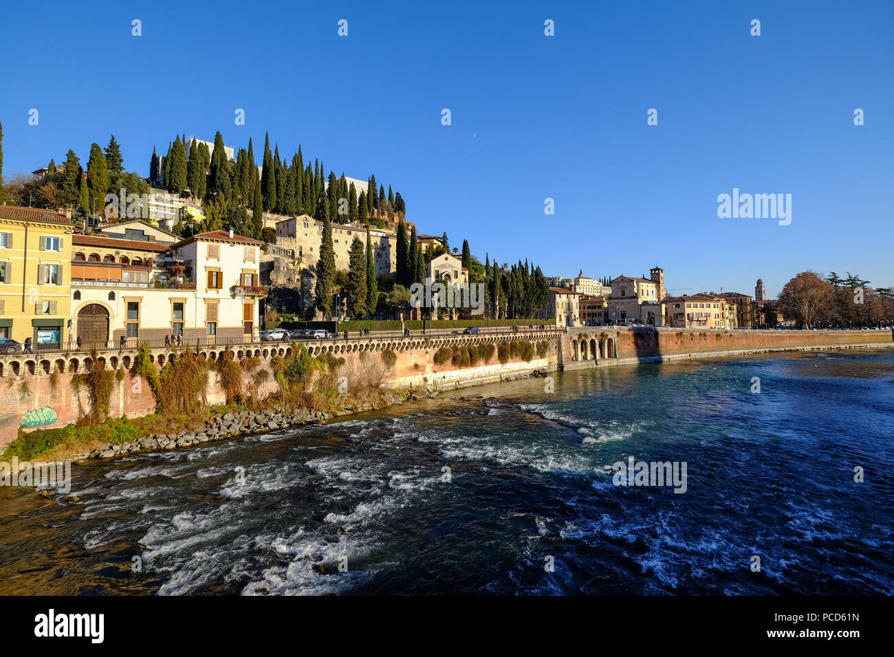 Castel San Pietro and Adige River, Verona, Veneto, Italy, Europe Stock ...
