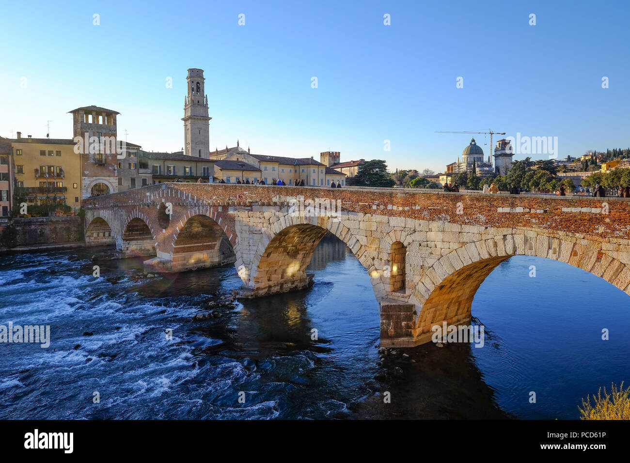 The Ponte Pietra, a Roman arch bridge crossing the Adige River in ...