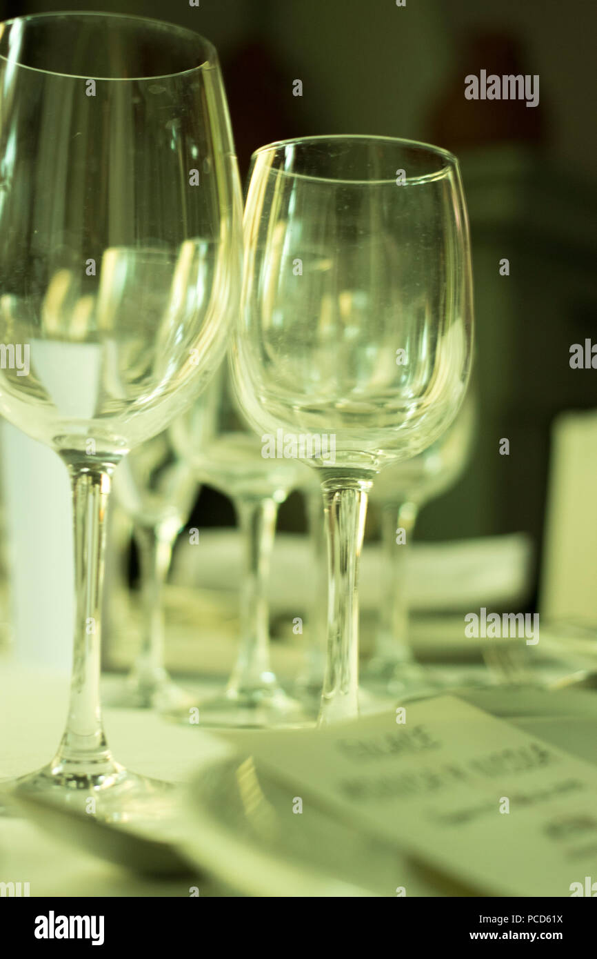 Wedding reception banquet dinner party table place settings set in ...