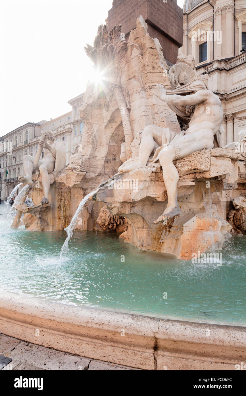 Fontana dei Quattro Fiumi Fountain, Architect Bernini, Piazza Navona ...