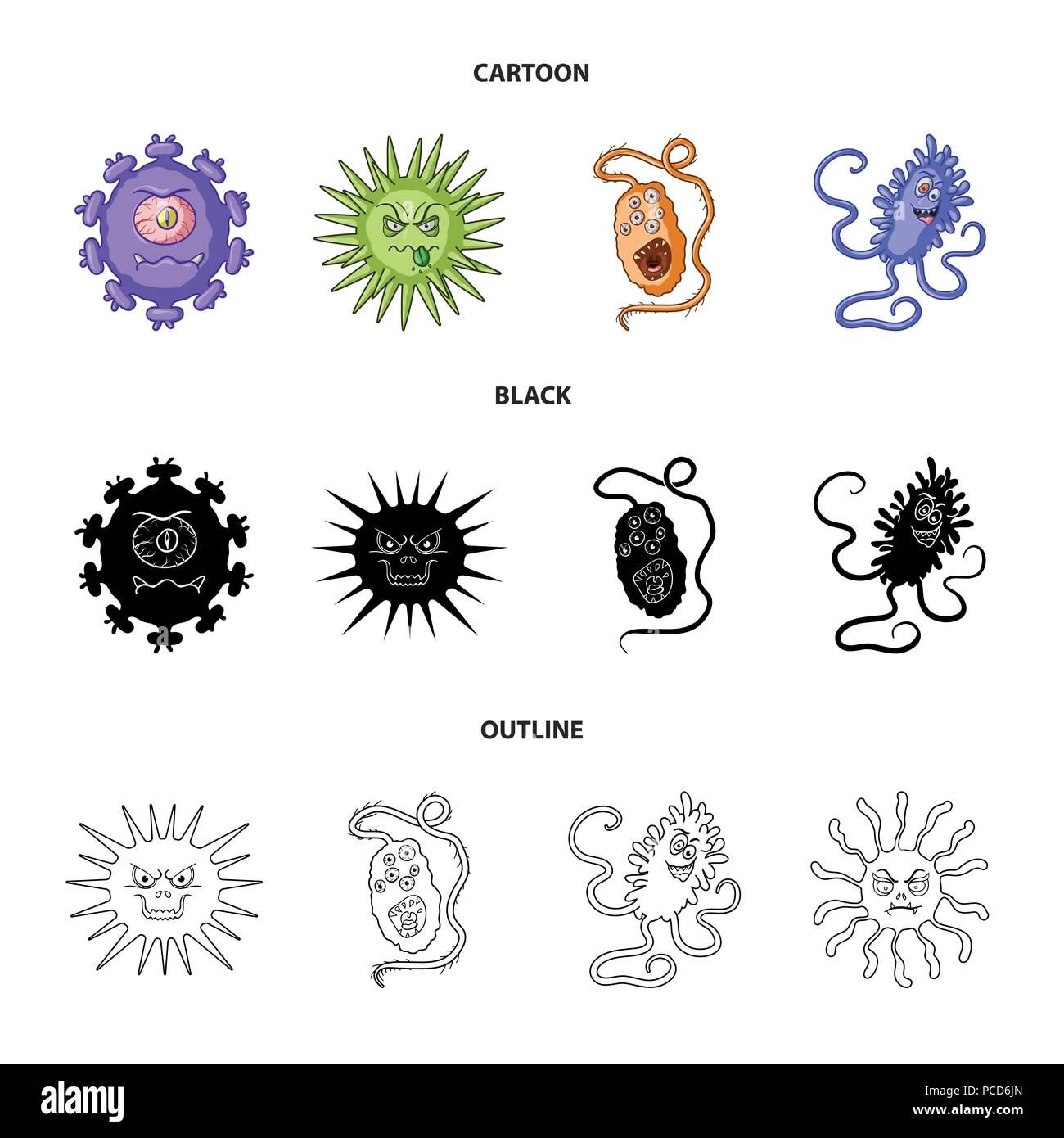 5 Types Of Microorganisms Drawing