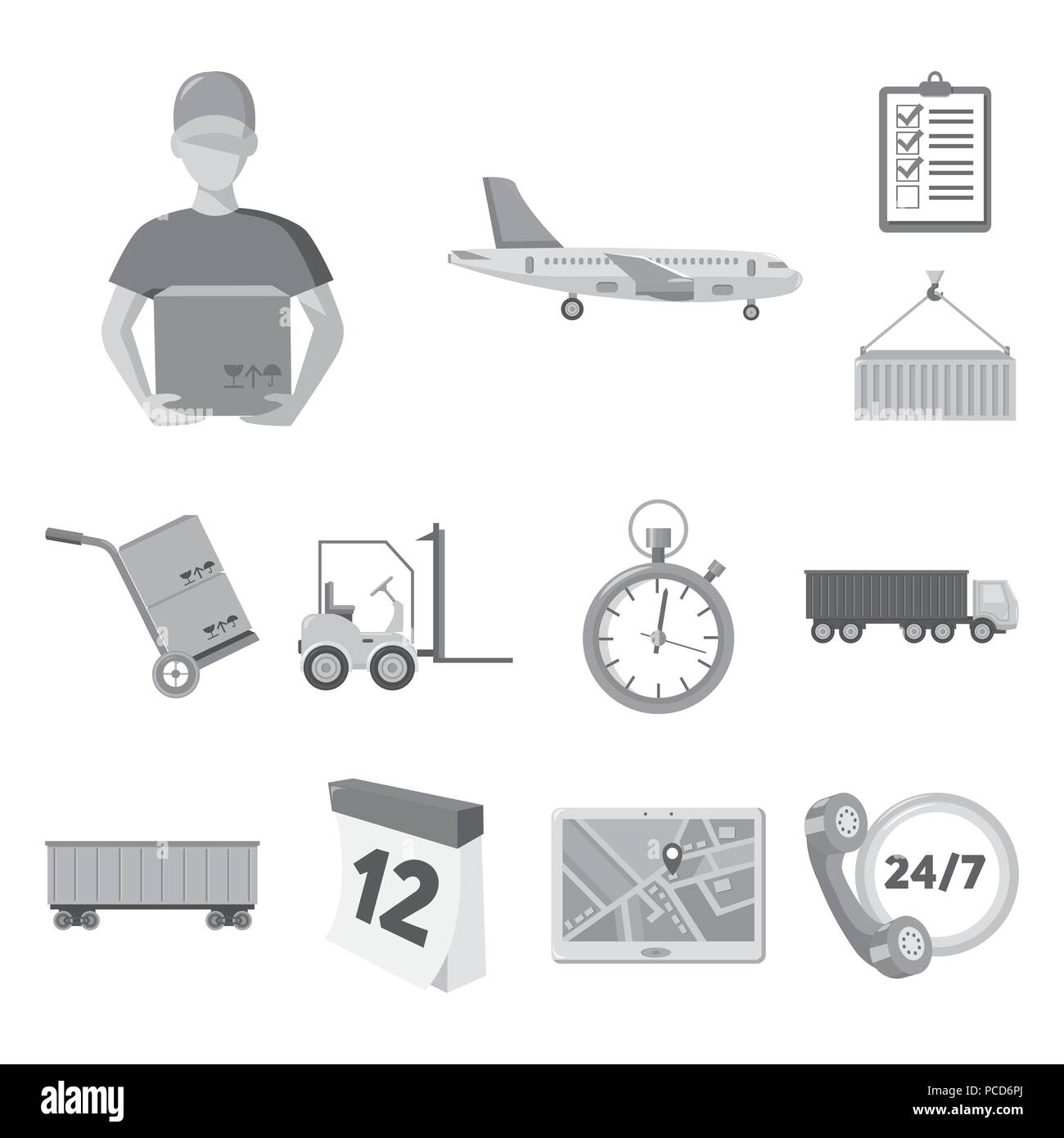 Logistics service monochrome icons in set collection for design ...