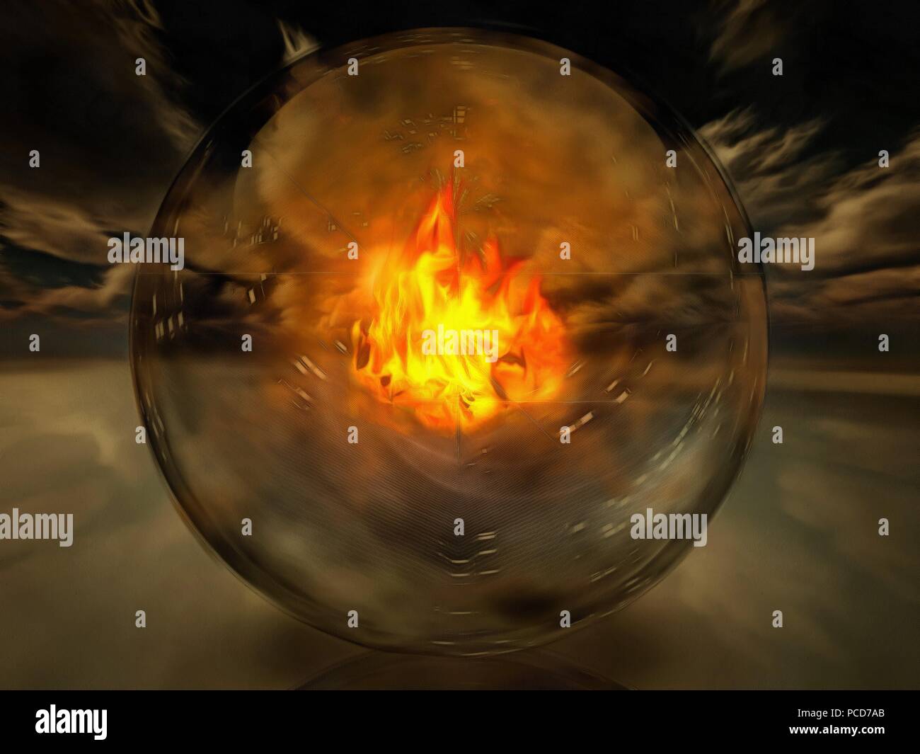 Crystal sphere with fire inside Stock Photo - Alamy