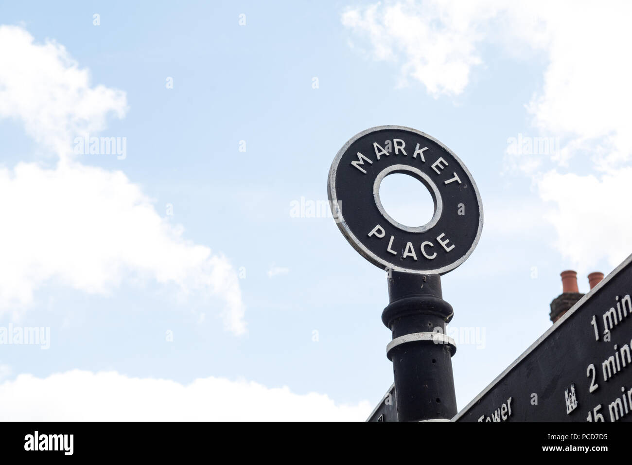 Market place sign on tourist info sign post Stock Photo - Alamy