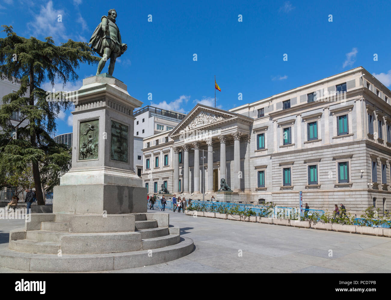 View of Michaeli de Gervantes statue and Congress in Plaza de las ...