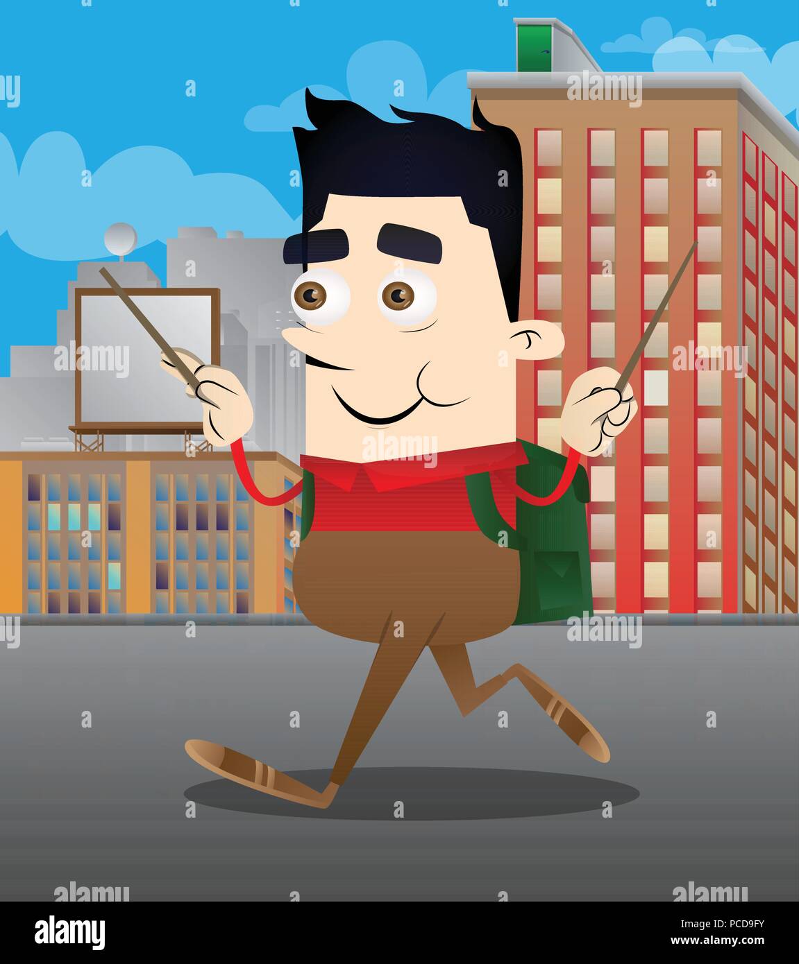 Schoolboy as an orchestra conductor. Vector cartoon character ...