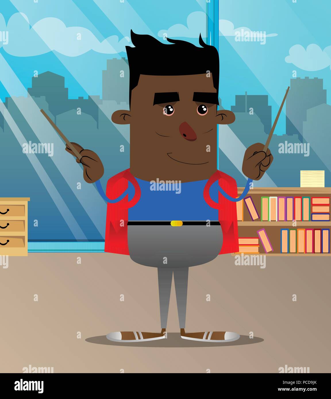 Schoolboy as an orchestra conductor. Vector cartoon character ...