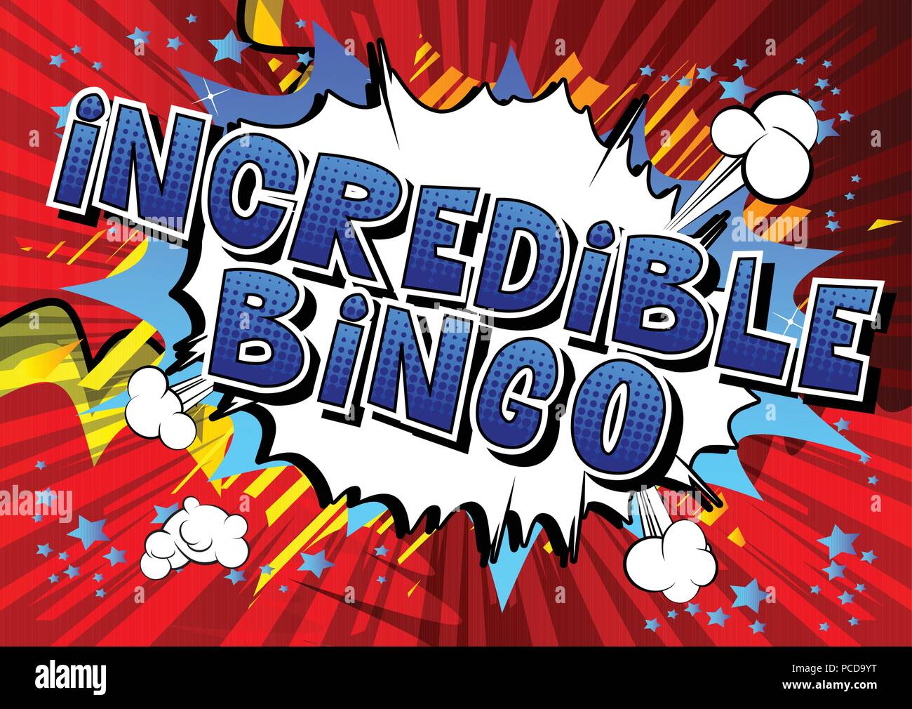 Incredible Bingo - Comic book style word on abstract background Stock ...