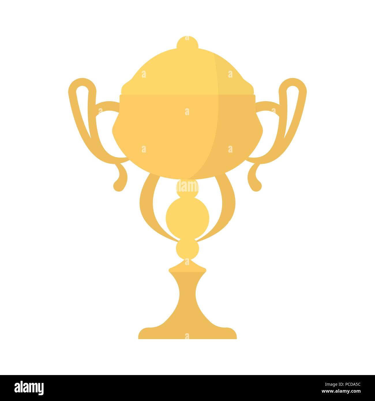 Gold cup icon in cartoon style isolated on white background. Winner cup ...