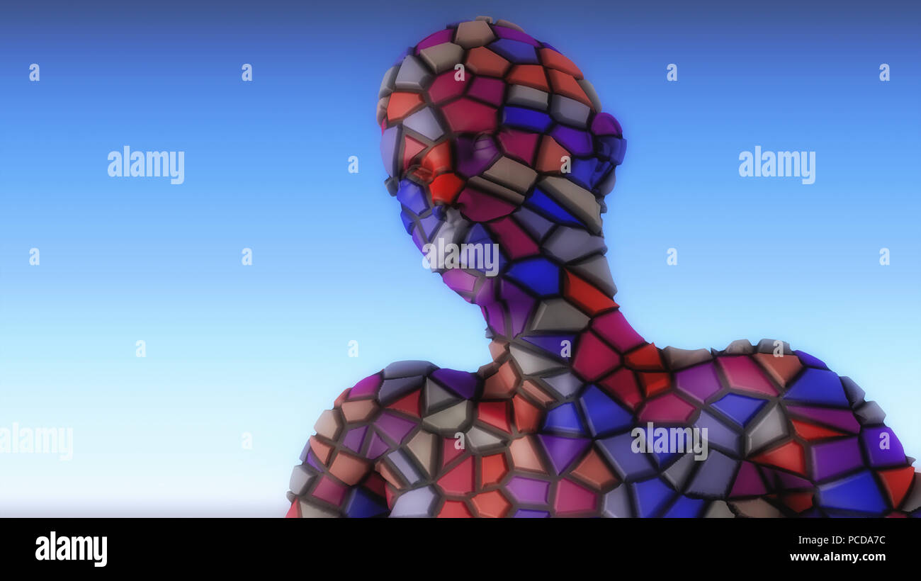 3d render. Head Human shattered portrait Stock Photo - Alamy