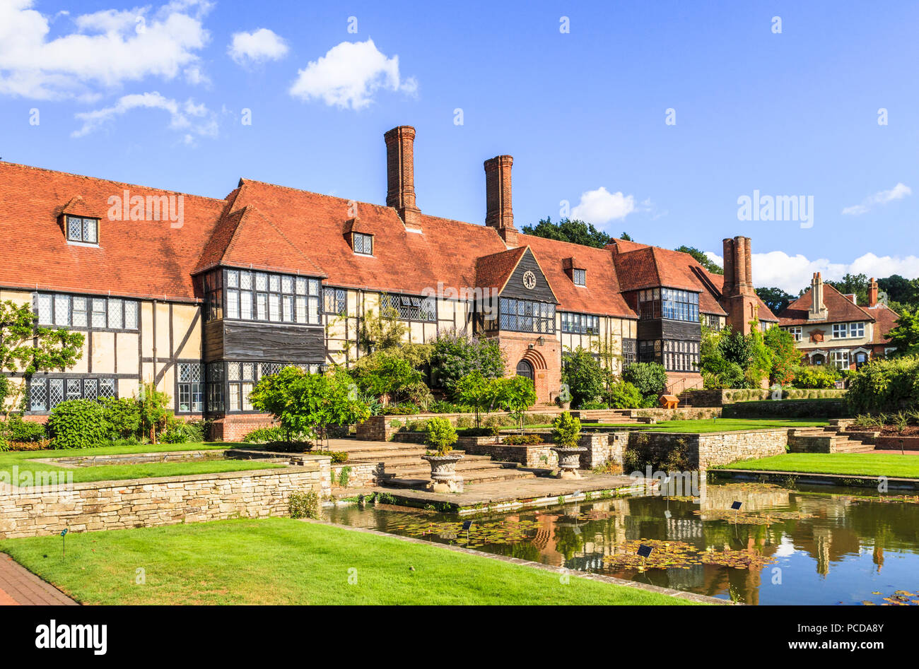 The historic Laboratory Building with reflections in the Jellicoe Canal ...