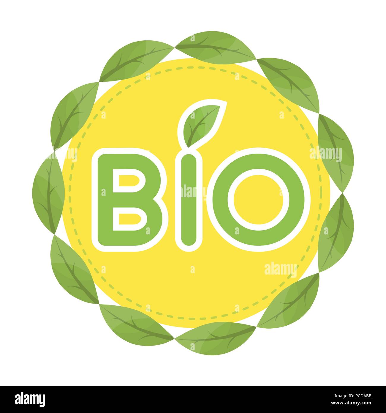Bio label icon in cartoon design isolated on white background. Bio and ...