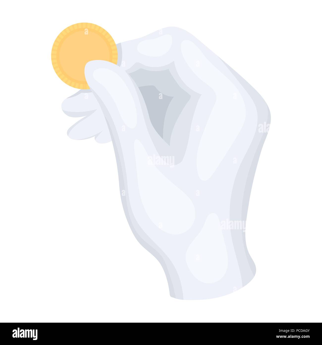 Trick with coin icon in cartoon style isolated on white background ...