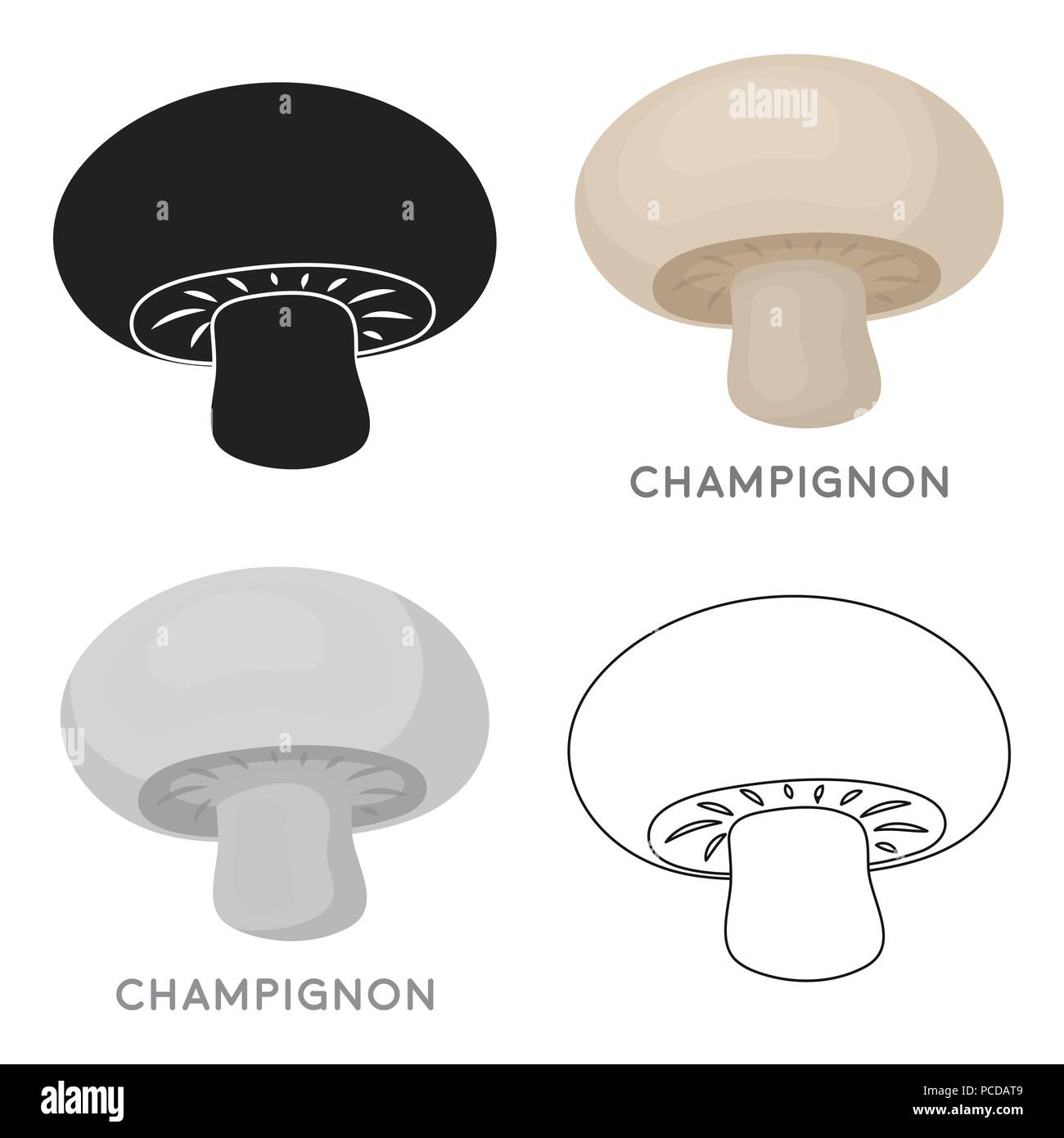 Champignon icon in cartoon style isolated on white background. Mushroom ...