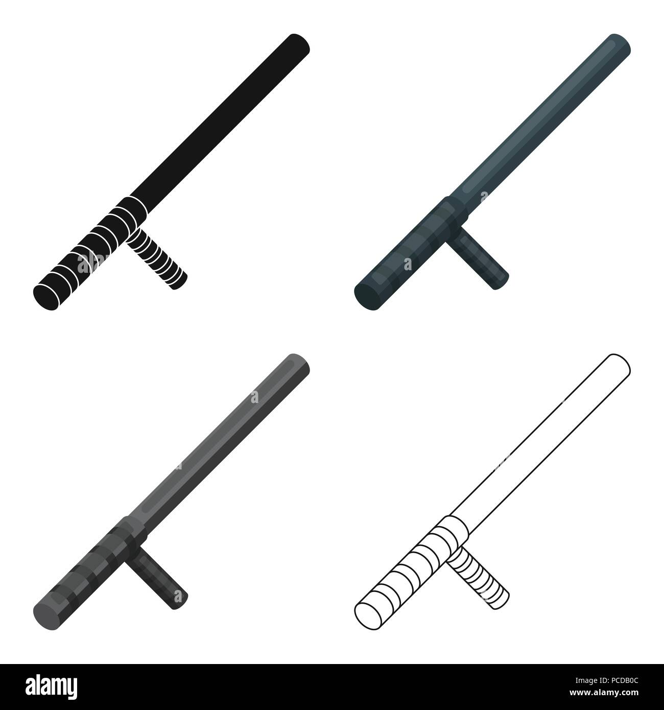 Police baton icon in cartoon design isolated on white background ...