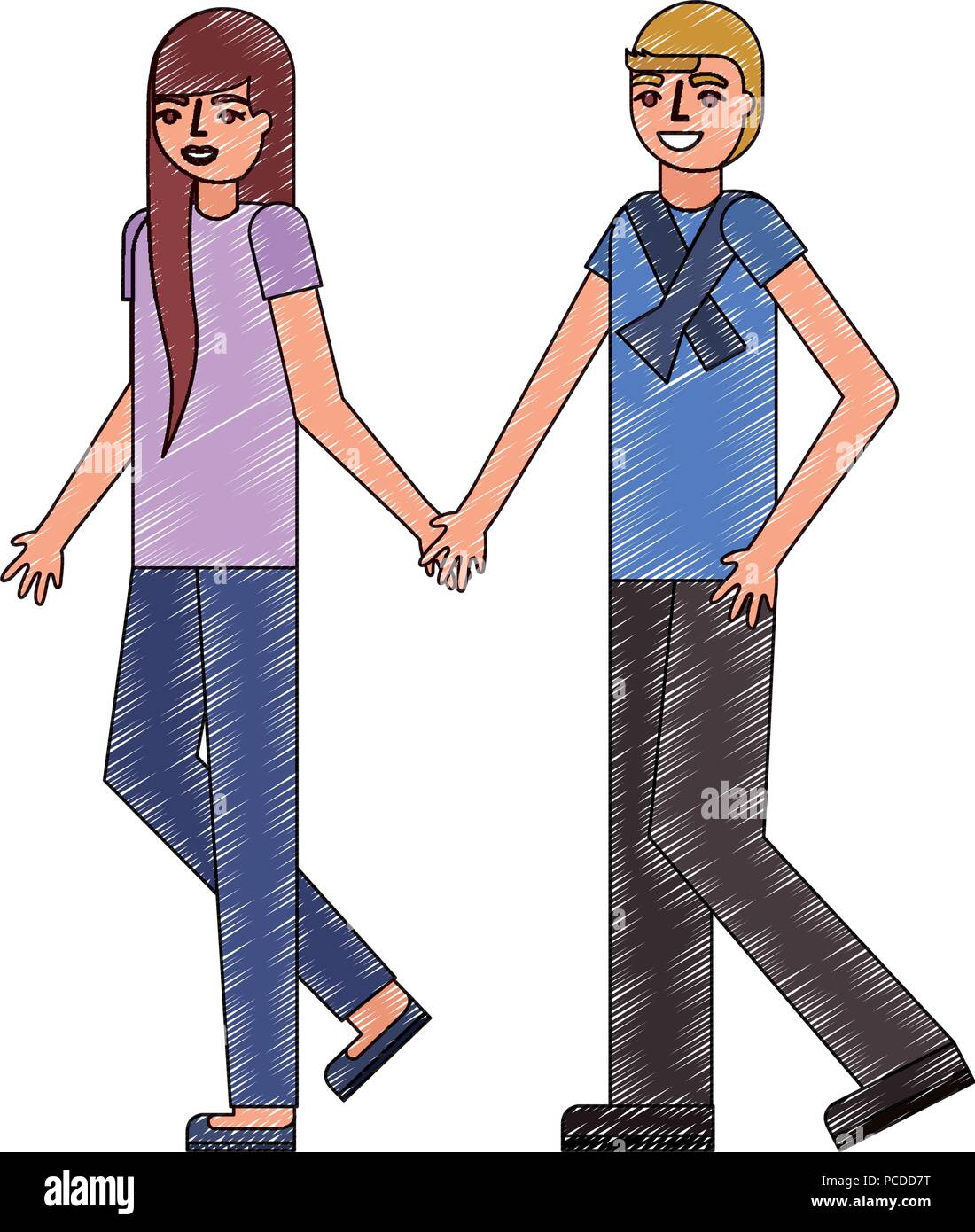 cute couple avatar character vector illustration design Stock Vector ...
