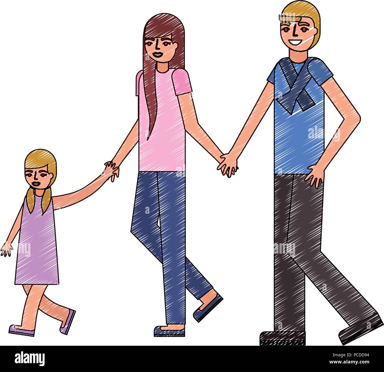 cute family with daughter avatar character vector illustration design ...