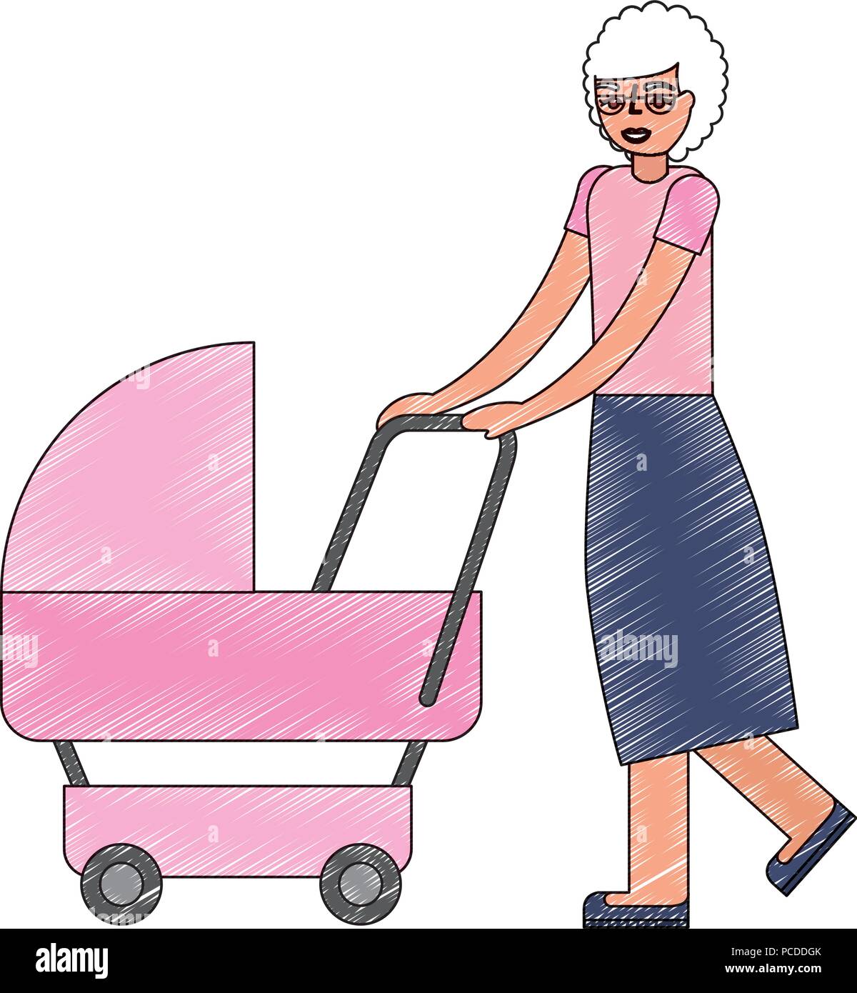 cute grandmother with baby cart vector illustration design Stock Vector ...
