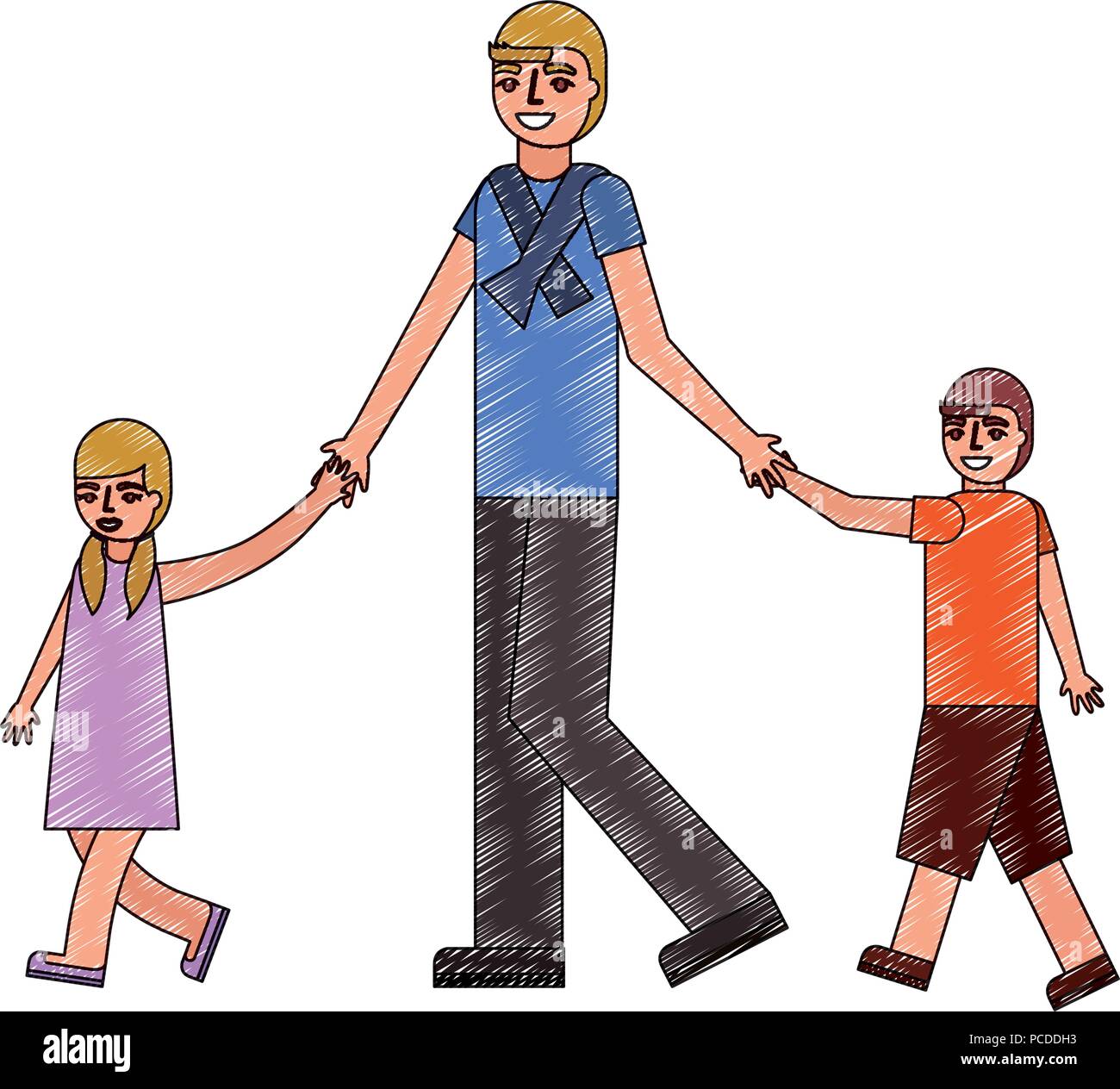 cute father with children avatar character vector illustration design ...