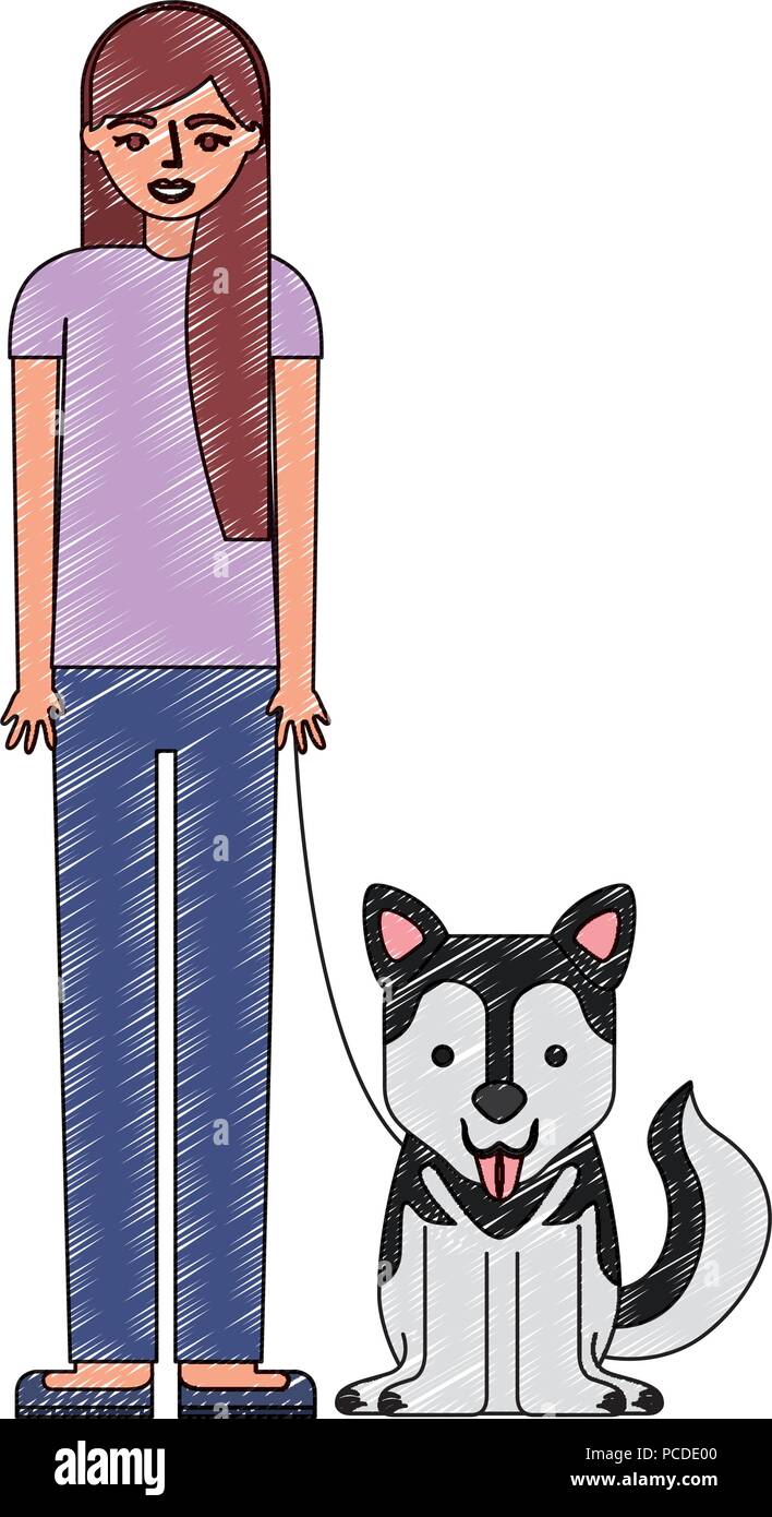 young woman with dog mascot avatar character vector illustration design ...