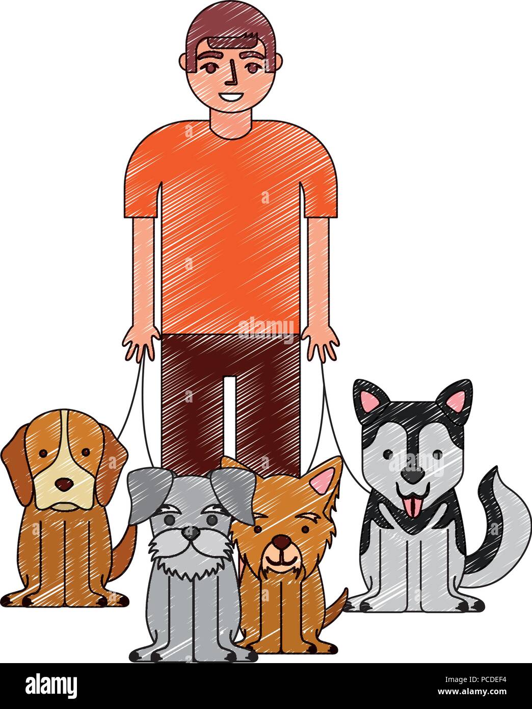 young man with dogs animals icon vector illustration design Stock ...