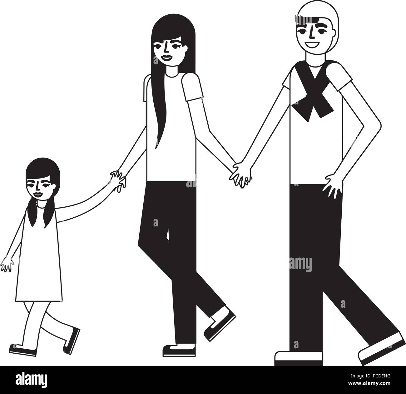 cute family with daughter avatar character vector illustration design ...