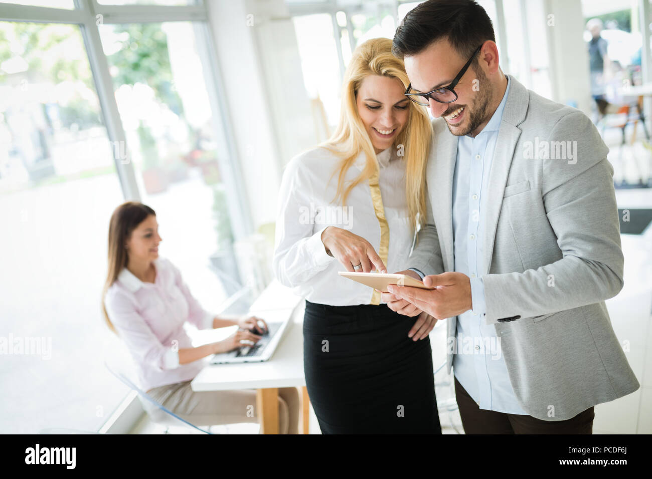 Image of two successful business partners working at meeting Stock ...