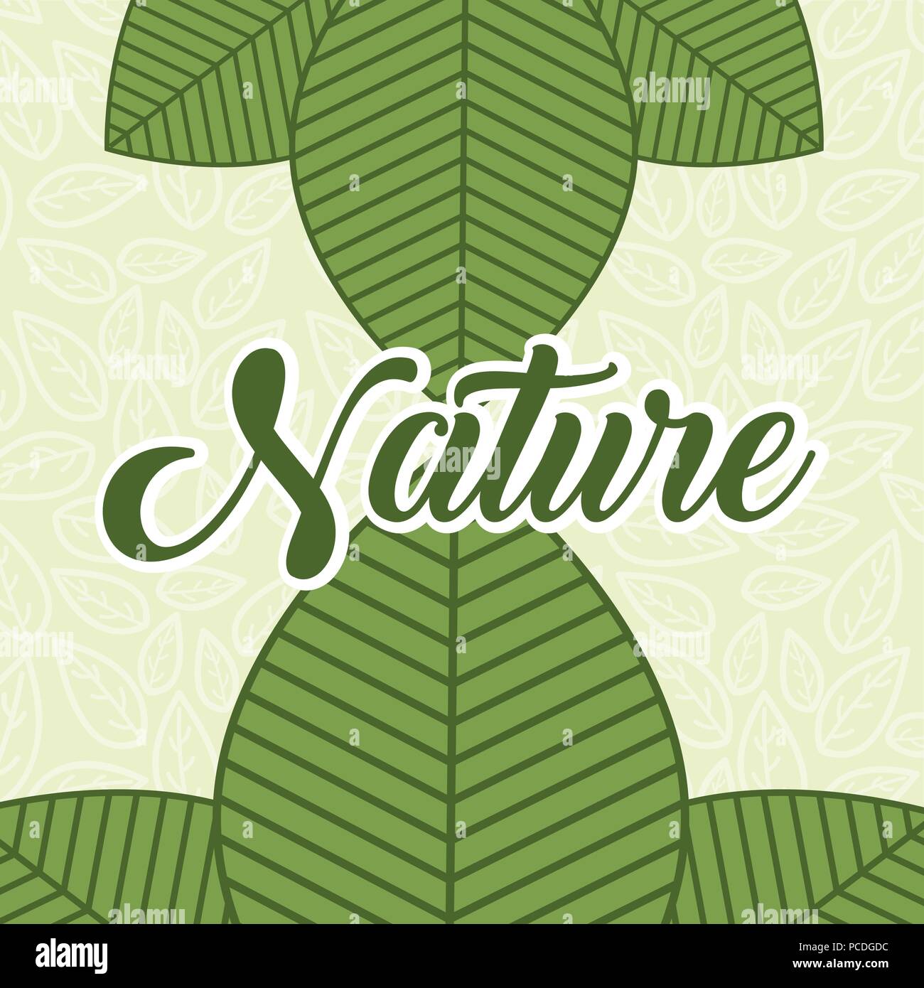 green leaves foliage nature card vector illustration Stock Vector Image ...