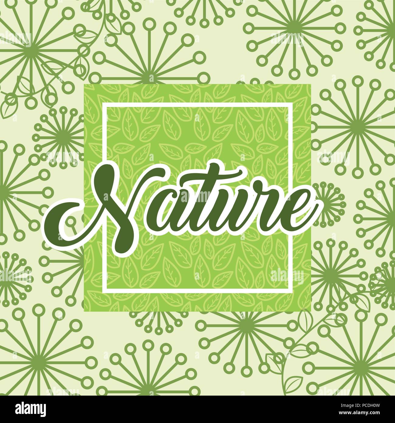 green floral decorative label nature vector illustration Stock Vector ...
