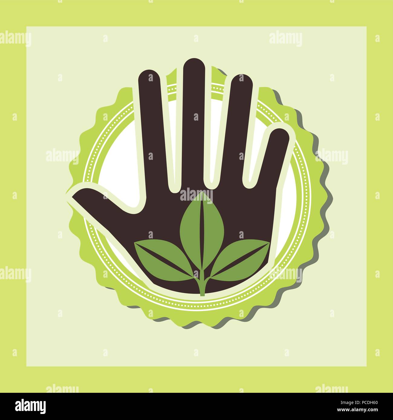silhouette hand green leaves symbol vector illustration Stock Vector ...