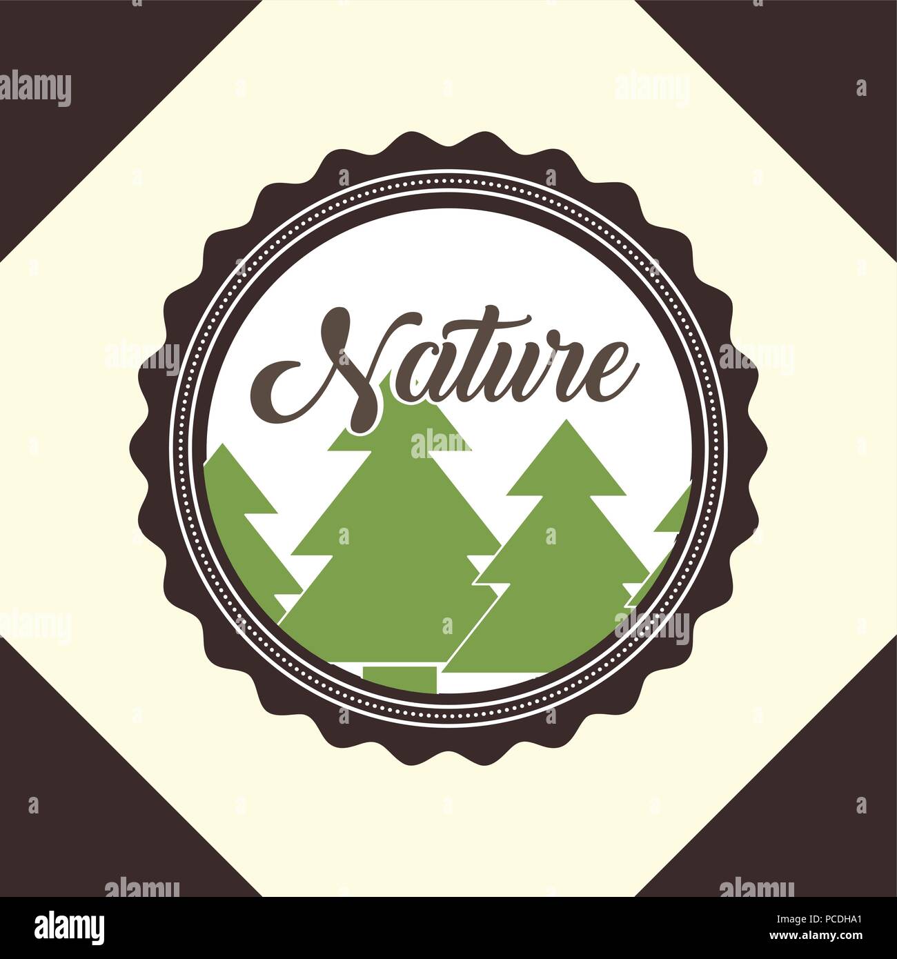 pine trees nature forest label vector illustration Stock Vector Image ...