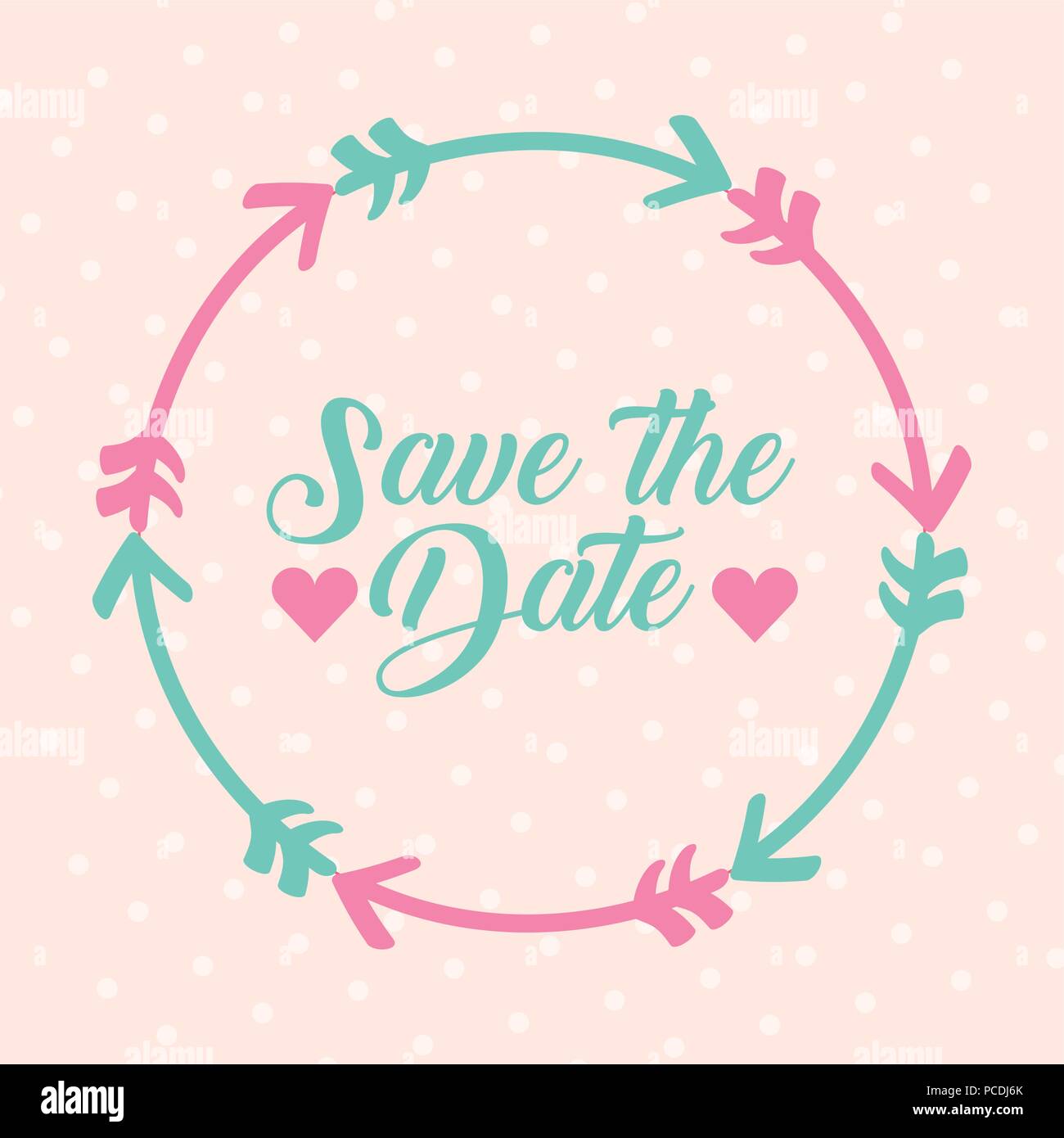 save the date round frame card retro vector illustration Stock Vector ...
