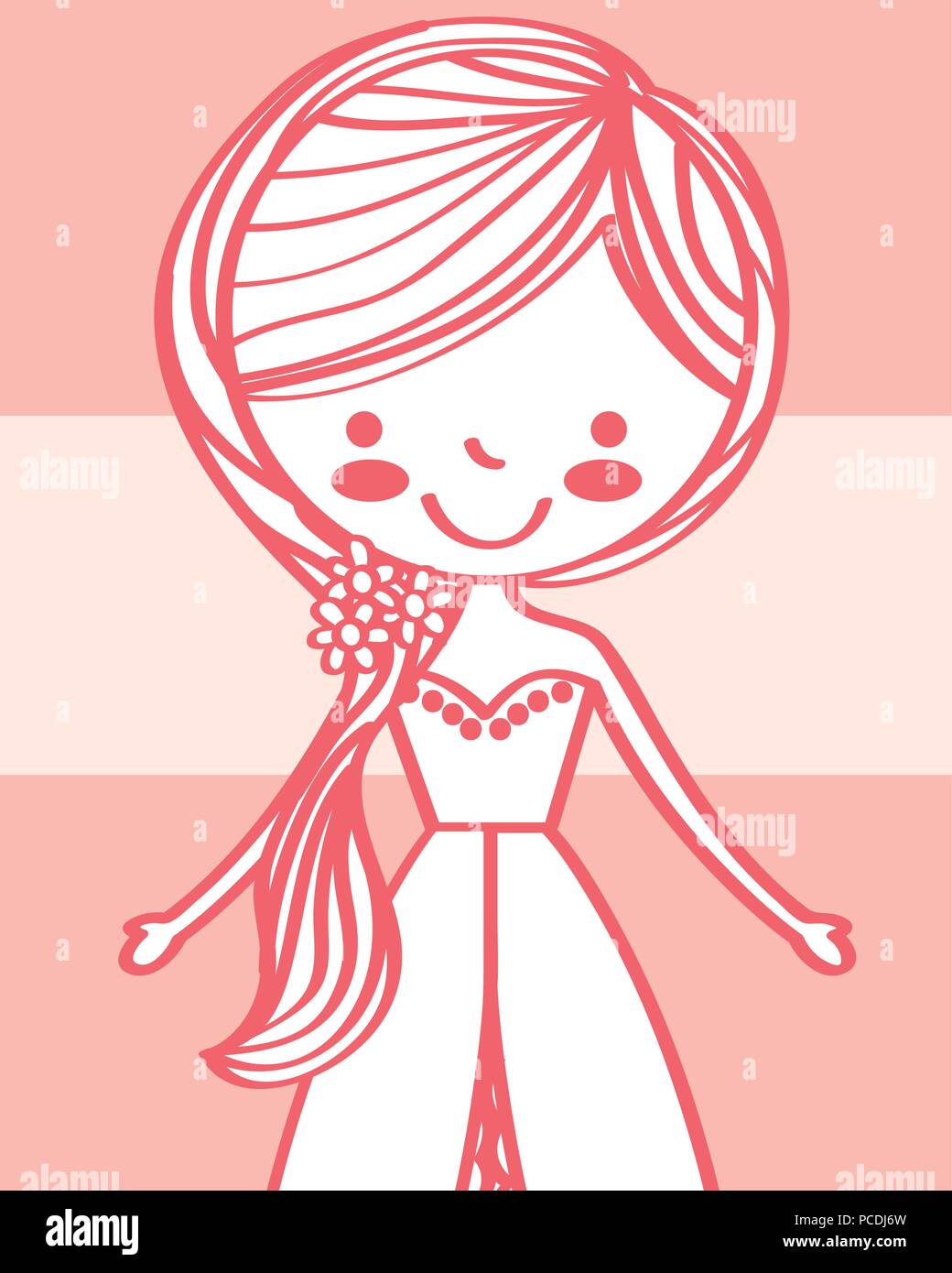 cute wedding bride cartoon character vector illustration Stock Vector ...