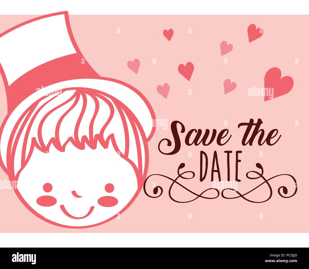 cute portrait groom man face save the date card vector illustration ...