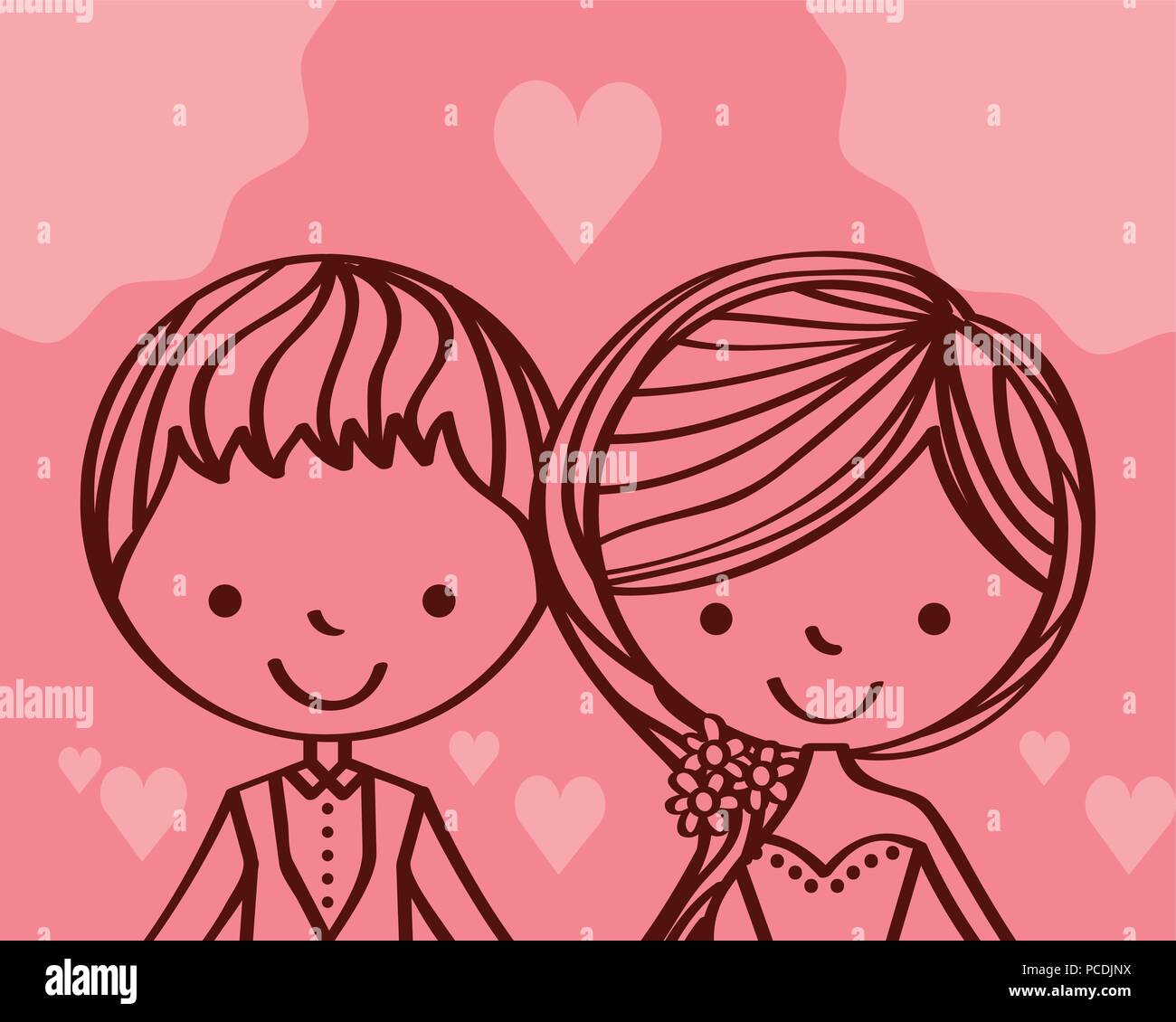 wedding cute bride and groom cartoon vector illustration Stock Vector ...