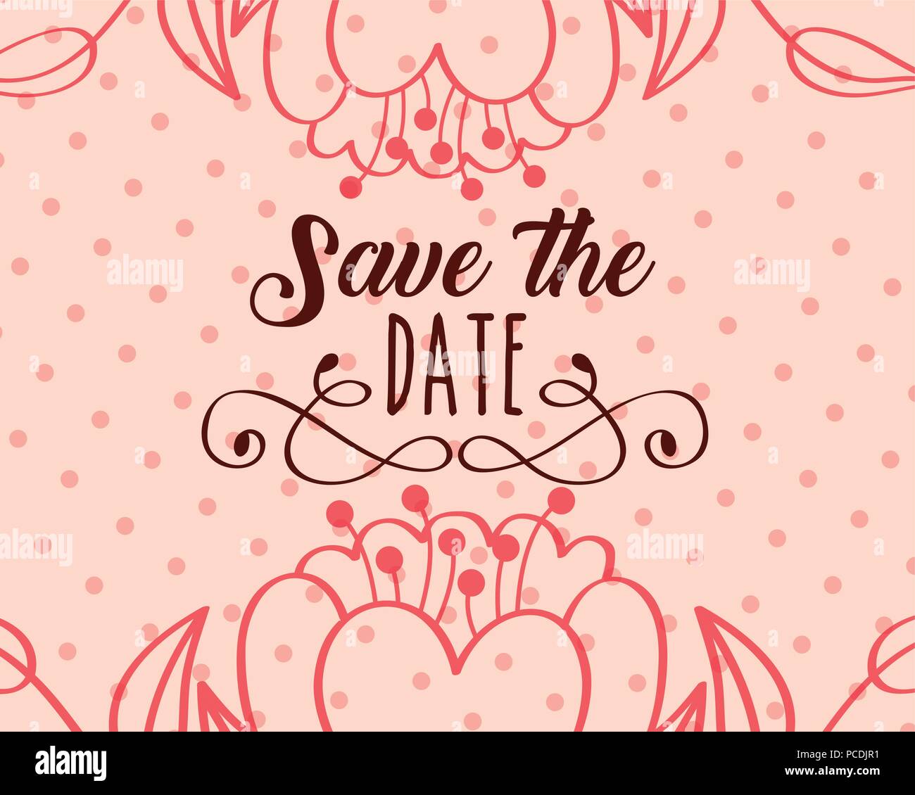 Save The Date Love Flowers Dots Background Vector Illustration Stock Vector Image And Art Alamy